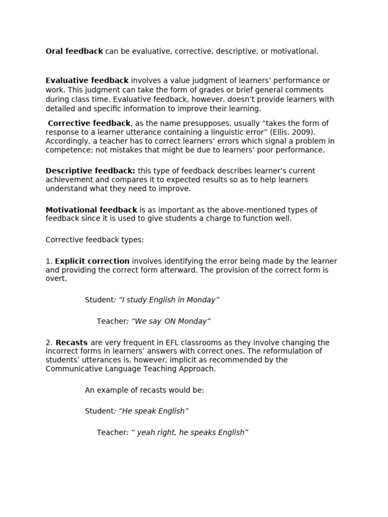 Feedback Types | PDF