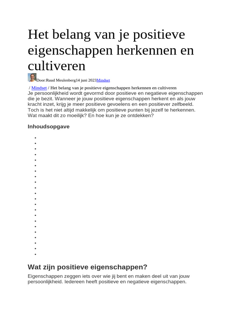 2024-10-13 - 03 - Het Belang Van Je Positieve Eigenschappen Herkennen ...