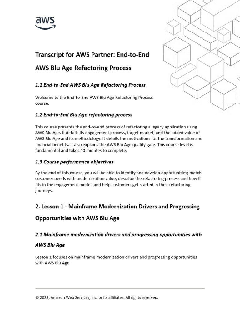 End-To-End Blu Age Refactoring Process_Transcript | PDF