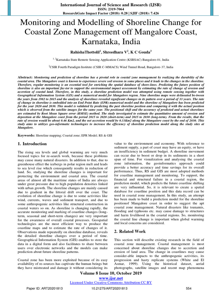 Monitoring And Modelling Of Shoreline Ch Pdf