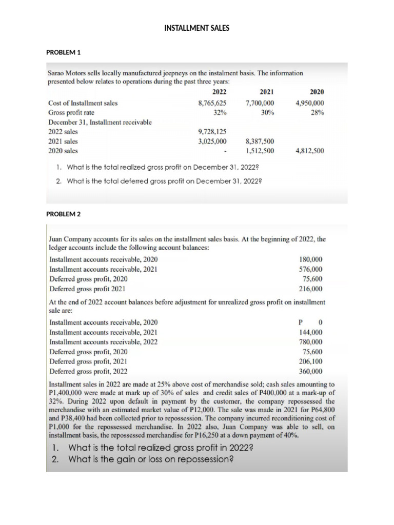installment sales | PDF