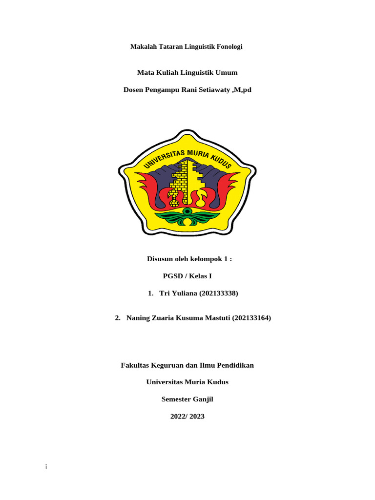 Makalah Tataran Linguistik Fonologi | PDF