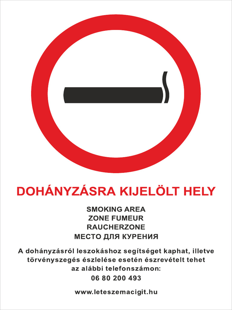 Dohányzásra Kijelölt Hely 21x30cm | PDF