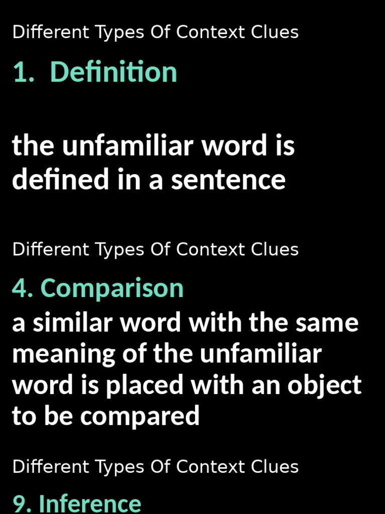 Different Types Of Context Clues | PDF