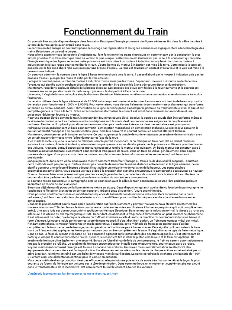 fonctionnement train | PDF
