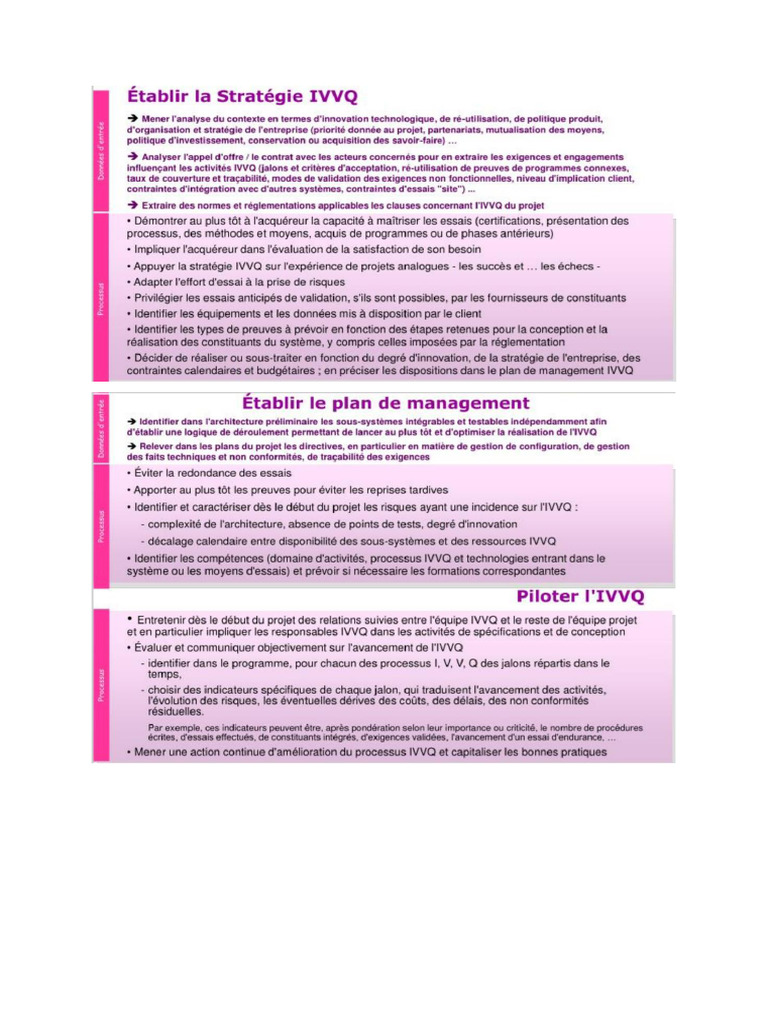 Startegie IVVQ - Plan de Management IVVQ - Pilotage IVVQ | PDF
