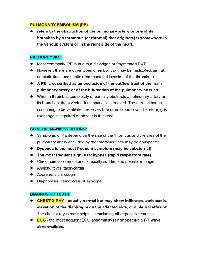 Pulmonary Embolism | PDF