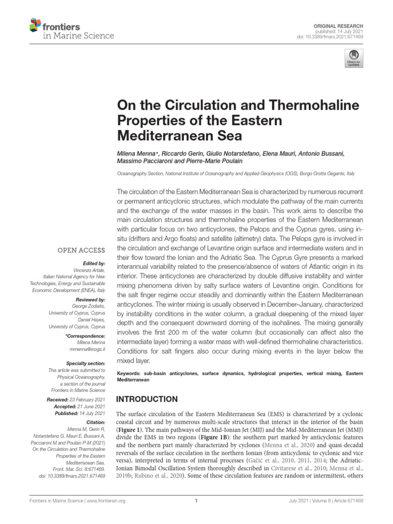 On The Circulation and Thermohaline Properties of | PDF