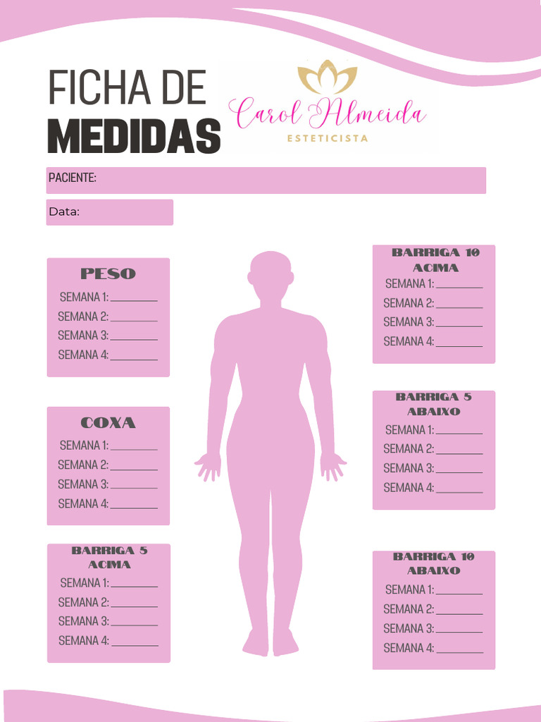 Ficha de medidas corporal para imprimir e usar em consulta | PDF