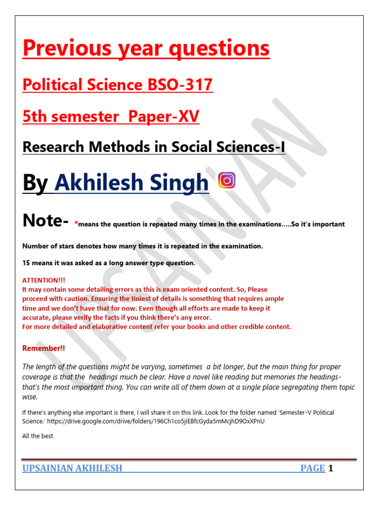 BSO-317 Research Methods Past Papers | PDF | Methodology | Scientific ...