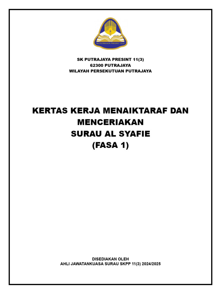 Kertas Kerja Naik Taraf Surau Sekolah Pdf