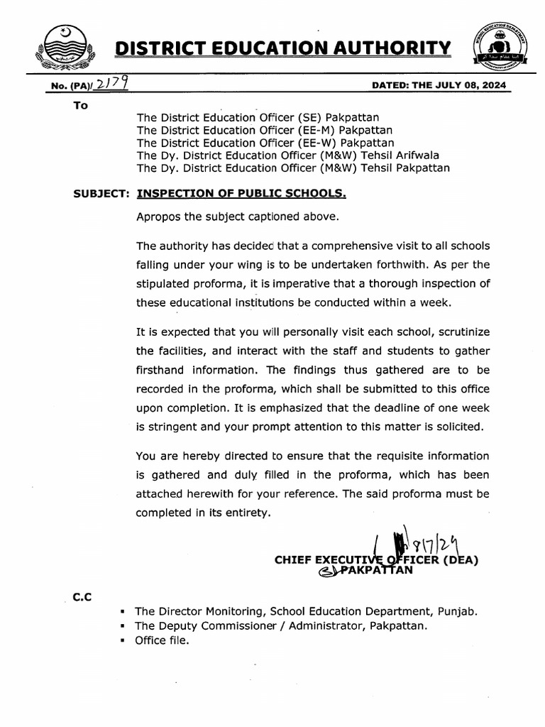 Inspection of Public Schools | PDF