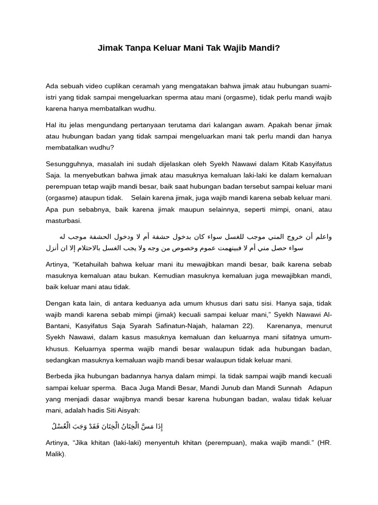 Jimak Tanpa Keluar Mani | PDF