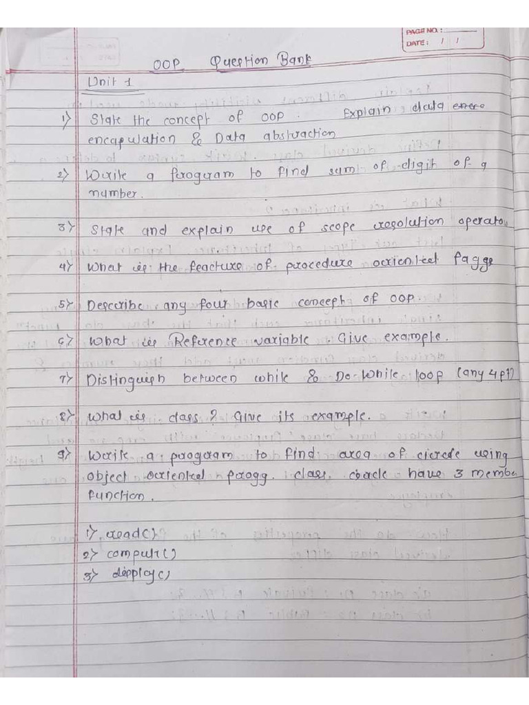 OOP Question Bank | PDF