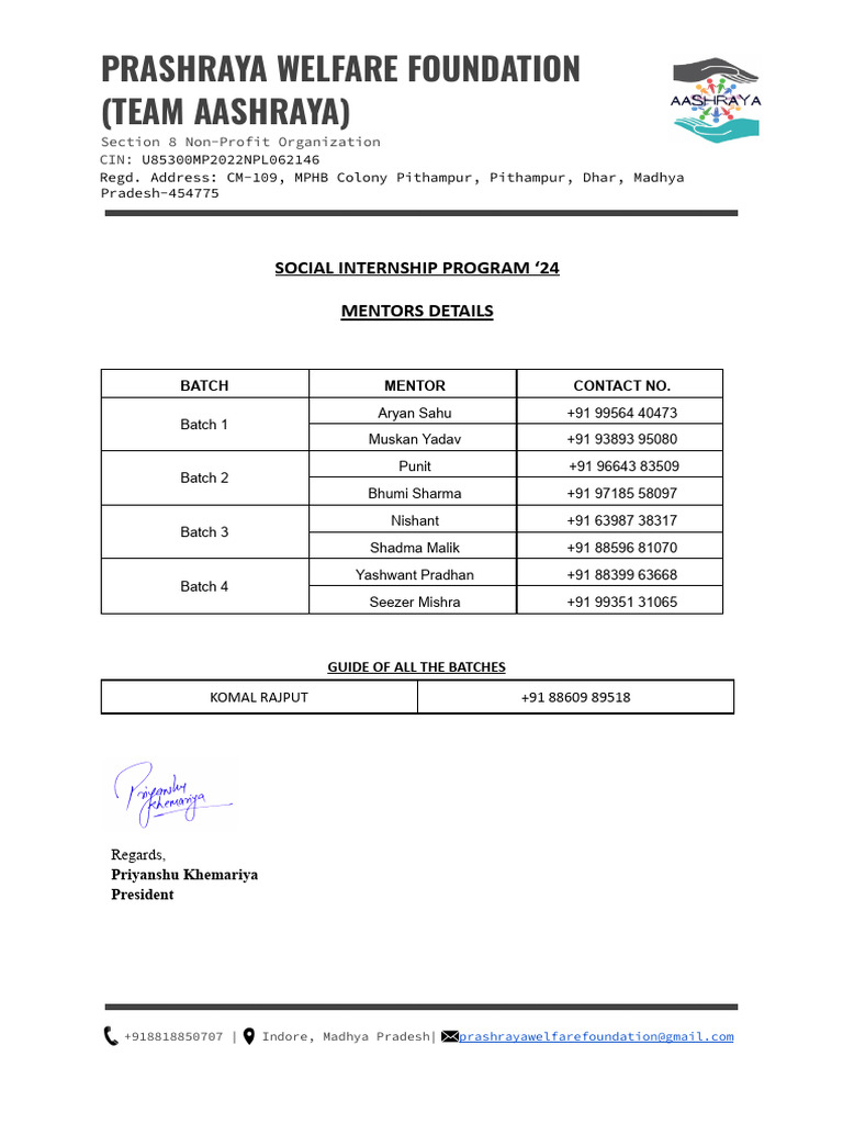 Social Internship '24 (3) - Mentors | PDF