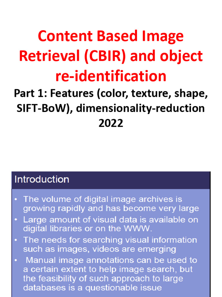 Chapter 2 EC810 2022 CBIR | PDF