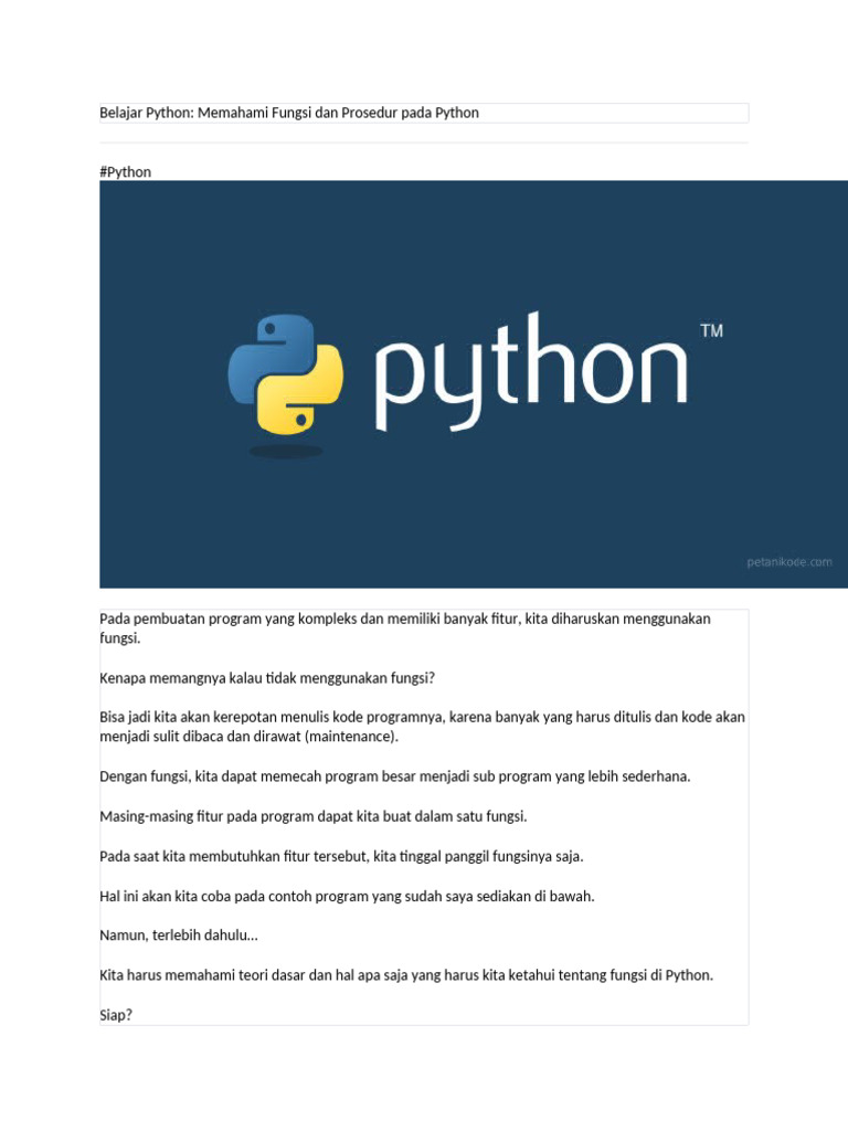 Belajar Python Fungsi Dan Prosedur | PDF