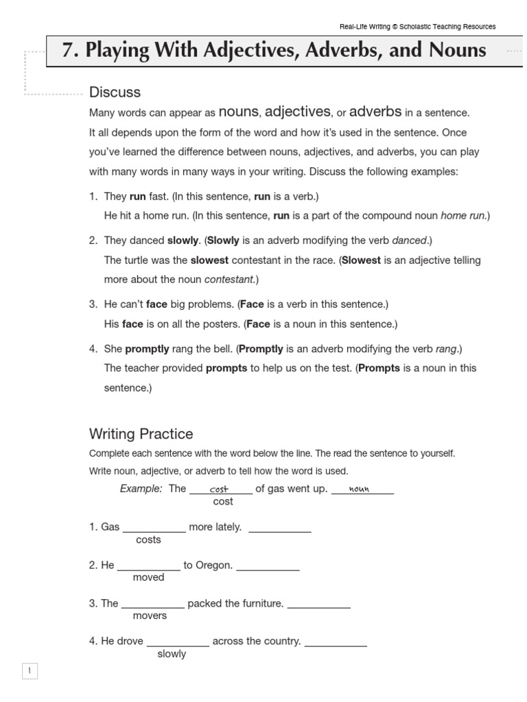 Playing With Adj Adverbs and Nouns | PDF | Adverb | Adjective
