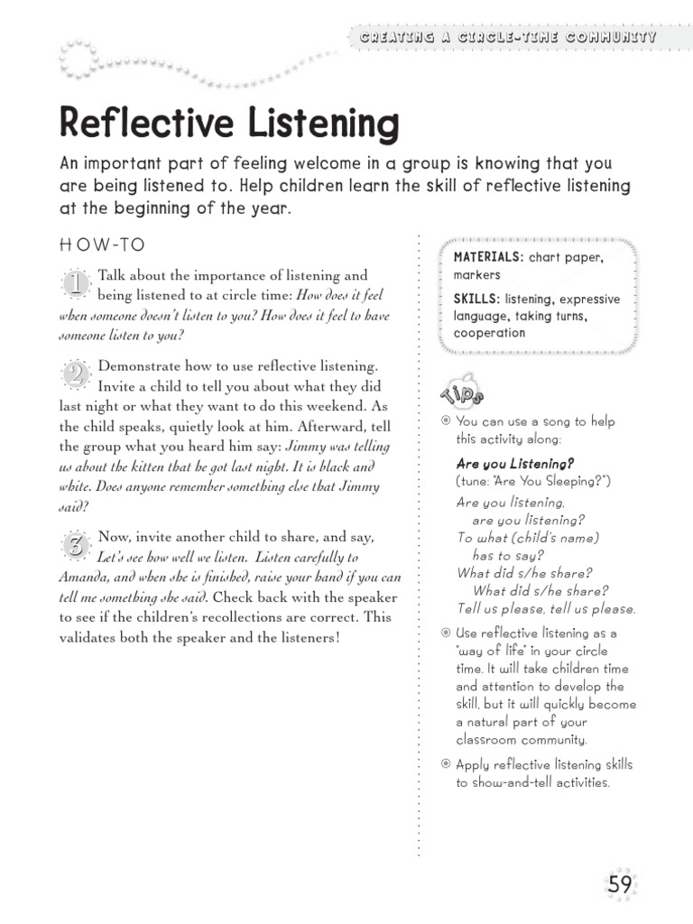 Reflective Listening in Circle Time | PDF