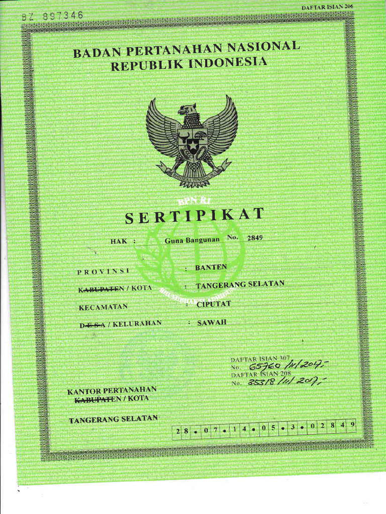 SHGB No 2849 Sawah An Ida Hafidah SH | PDF