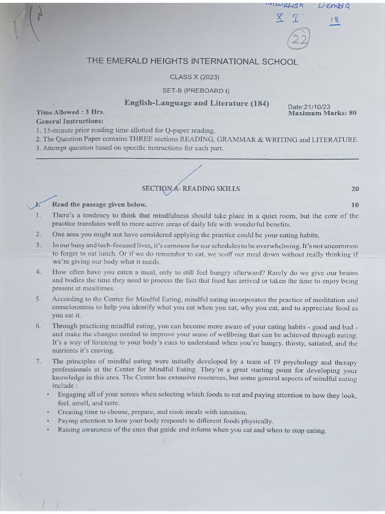 Pre Board 1 Eng Pdf