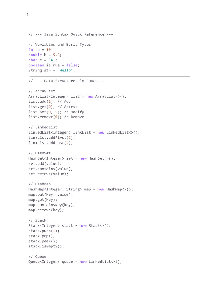 Reference Sheets | PDF