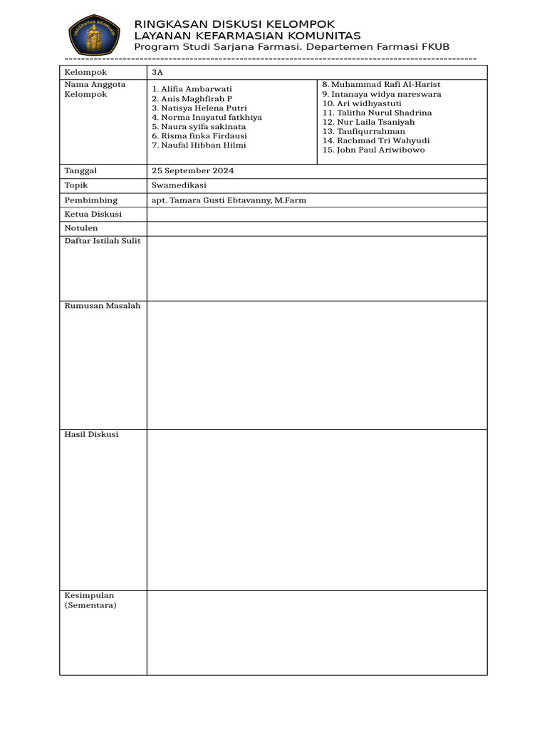 Form Borang Diskusi | PDF