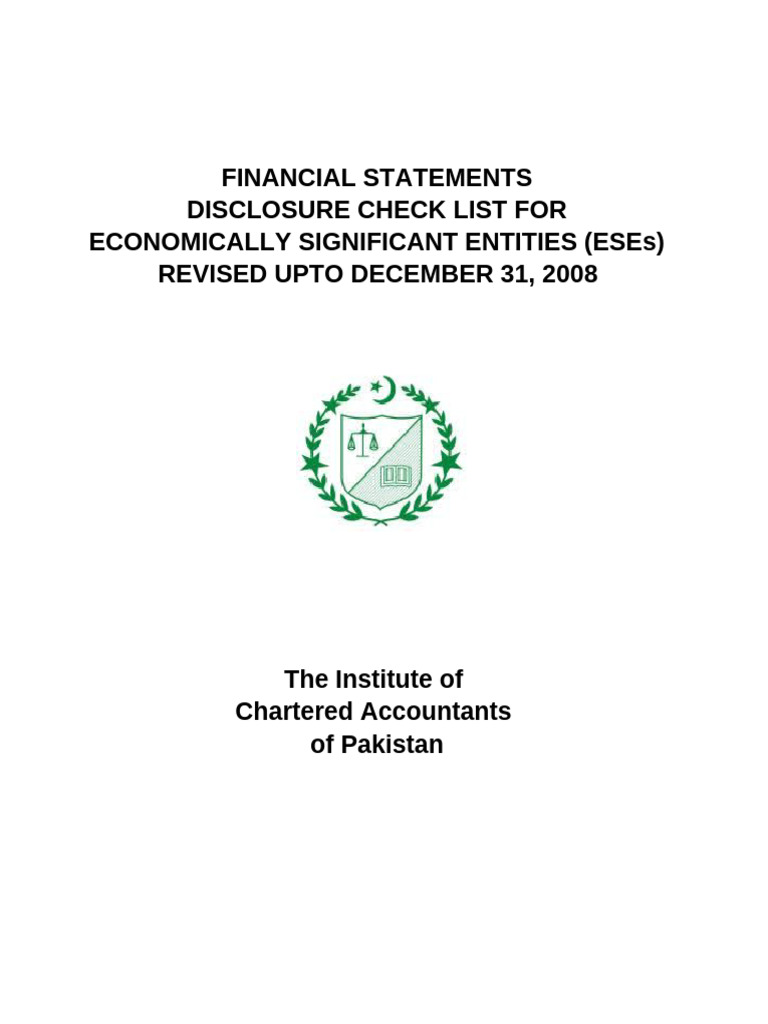 Ese Discl Osure Checklis Based On Ifrs2008 | PDF