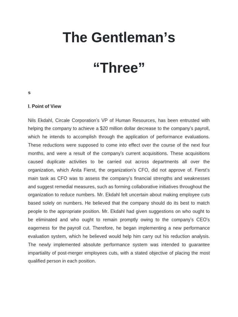 The Gentleman's "Three": S I. Point of View | PDF