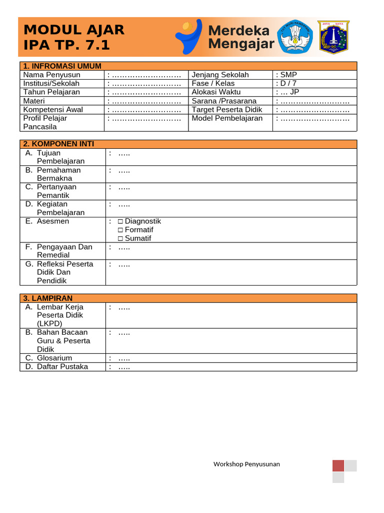 FORMAT MODUL AJAR | PDF