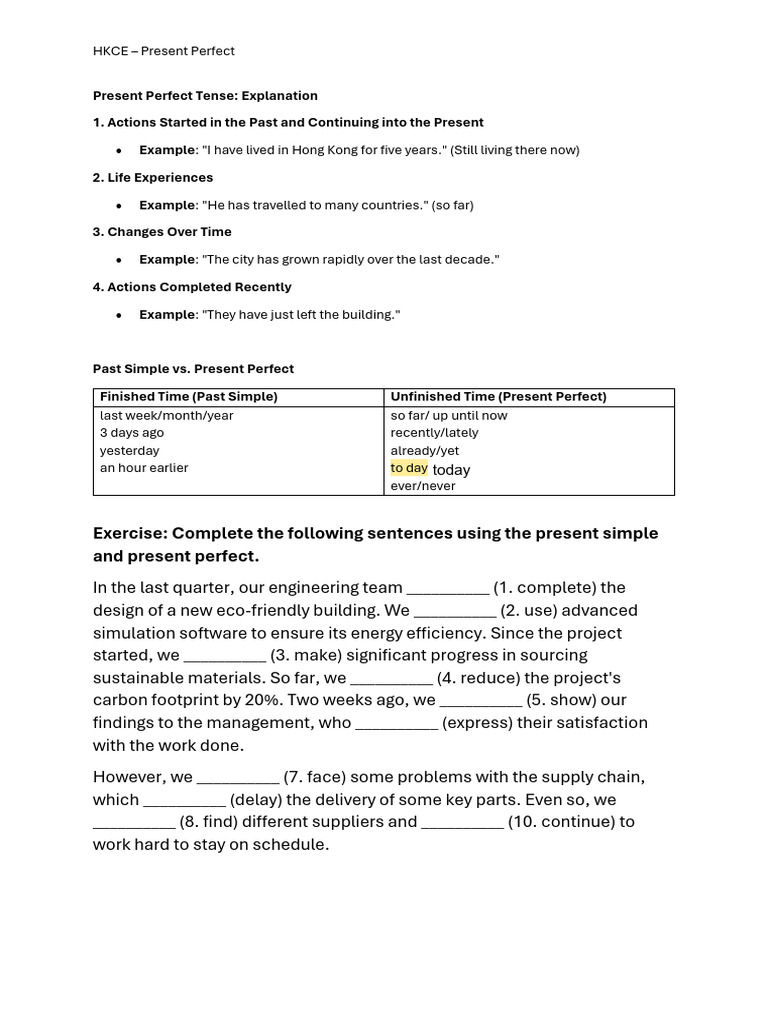 2 2 Present Perfect Tense Pdf