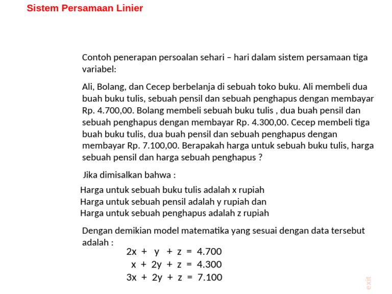 Implementasi Sistem Persamaan Linear | PDF