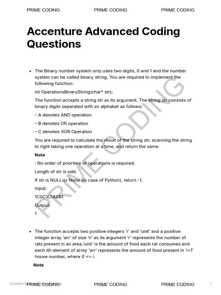 Accenture Advanced Coding Questions | PDF