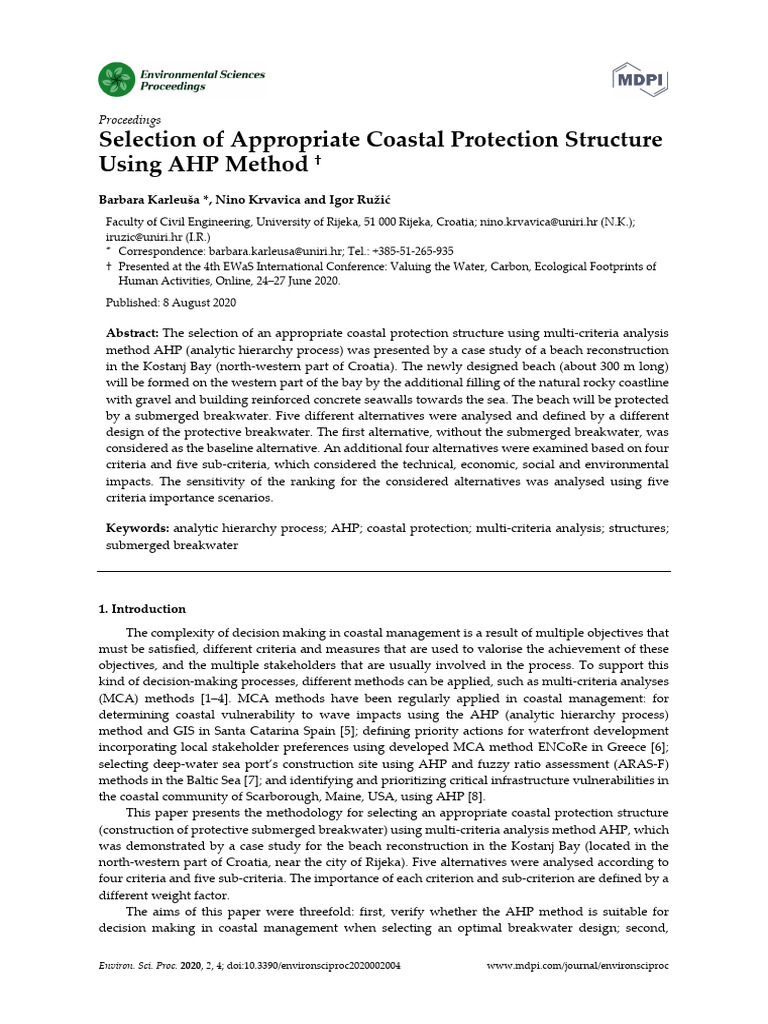 Selection of Appropriate Coastal Protect | PDF | Matrix (Mathematics ...