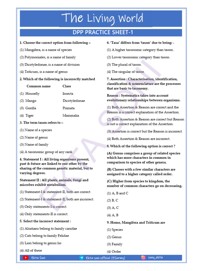 Living World DPP | PDF