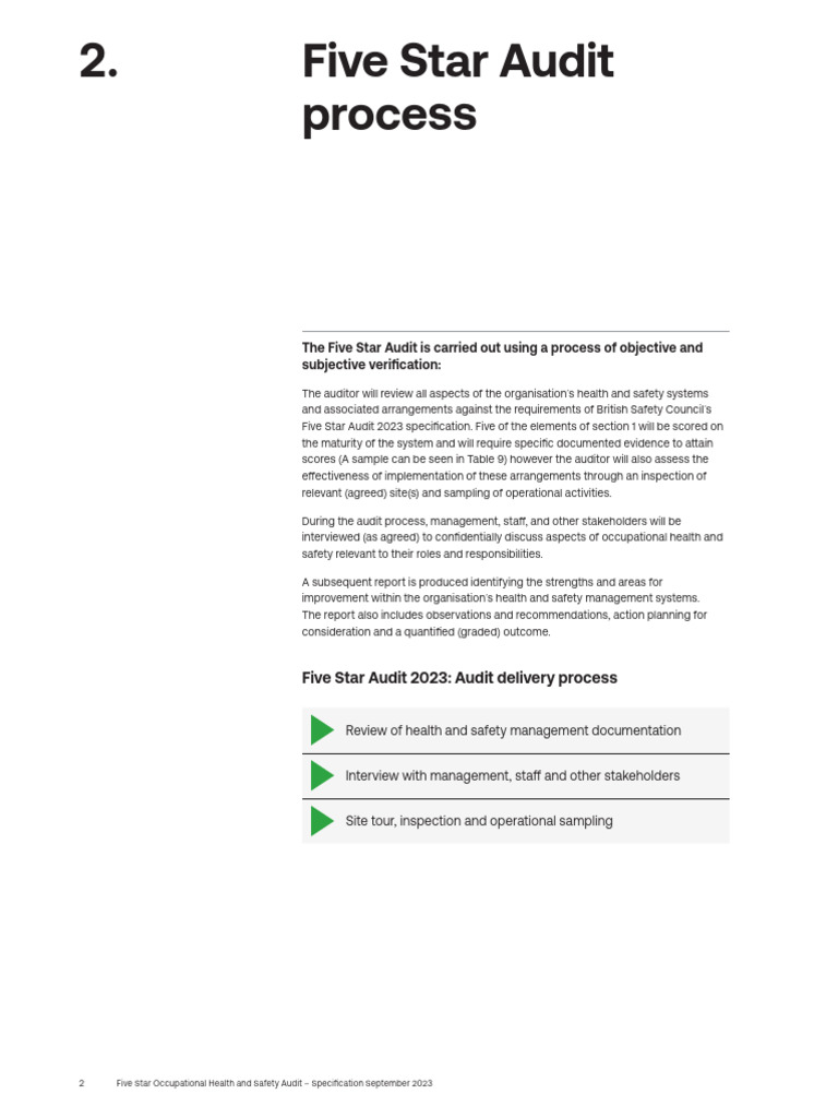 Five Star Audit Process 2.: The Five Star Audit Is Carried Out Using A ...