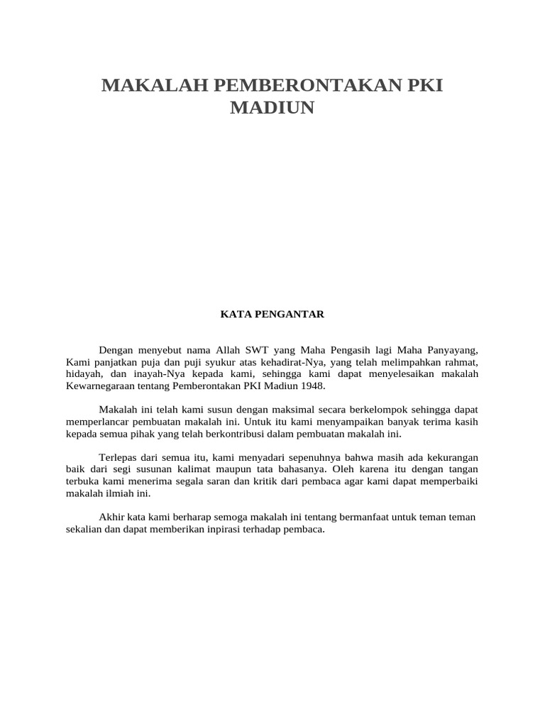 Makalah Pki Di Madiun | PDF
