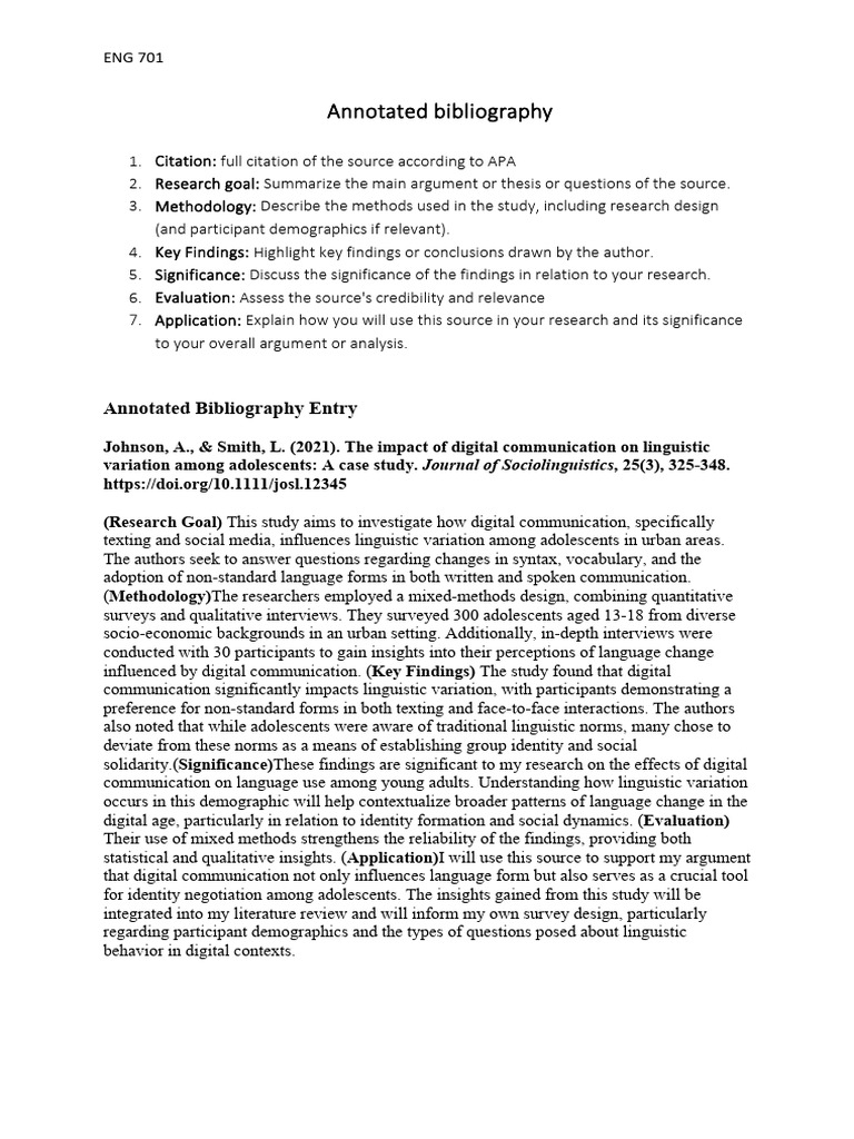 Annotated Bibliography Template | PDF
