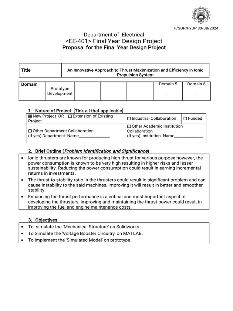 FYDP Proposal Form FFFFF | PDF | Simulation | Technology & Engineering