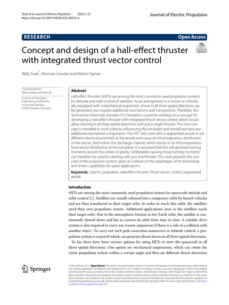 Concept and Design of A Hall-Effect Thruster With | PDF | Spacecraft ...