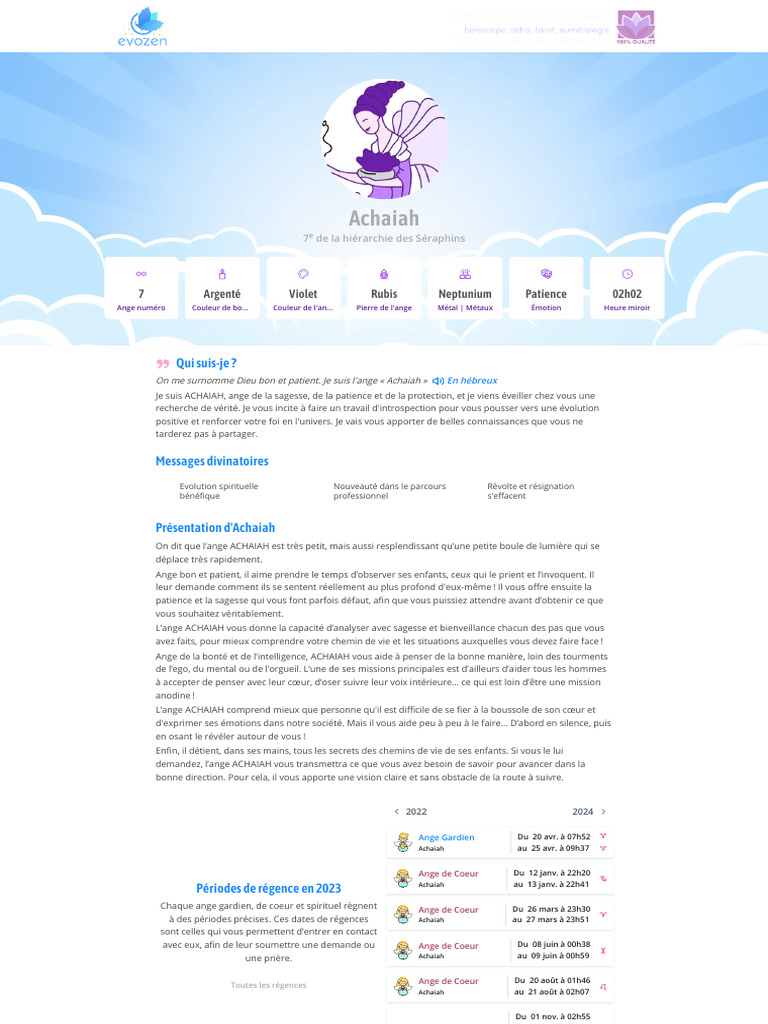7 - L'ange Gardien Achaiah Et Ses Pouvoirs - Evozen | PDF