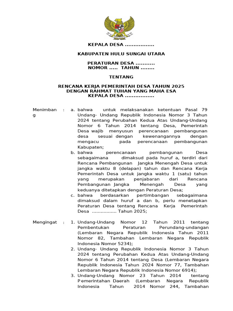 PERDES RKPDes 2025 | PDF