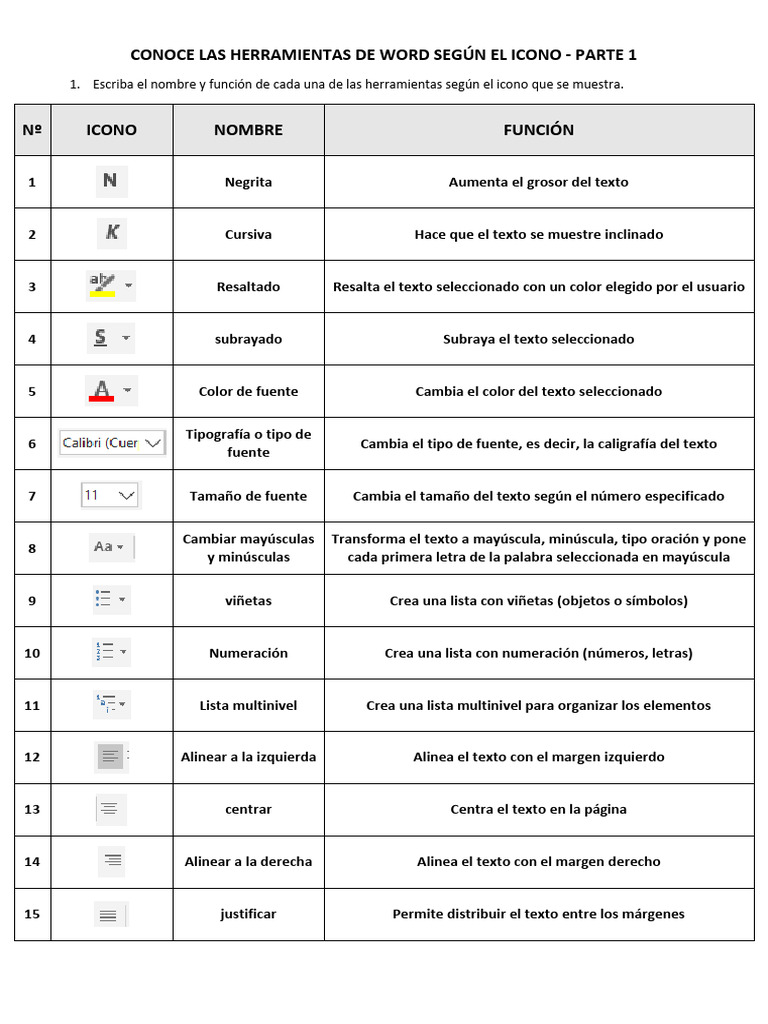 Conoce Las Herramientas de Word Según El Icono - Parte 1 | PDF