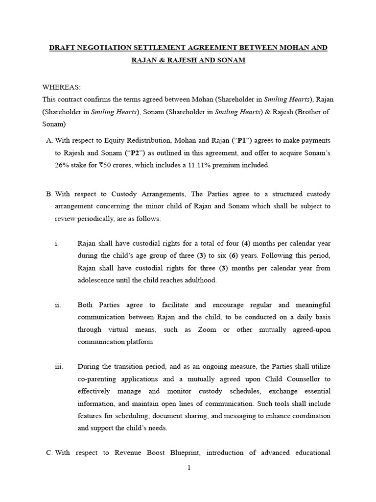 Draft Negotiation Settlement Agreement | PDF