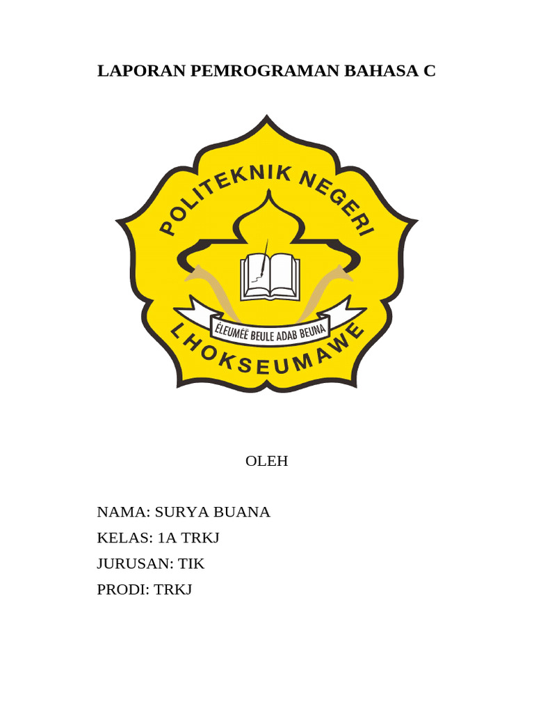 Laporan Pemrograman Bahasa C Surya | PDF