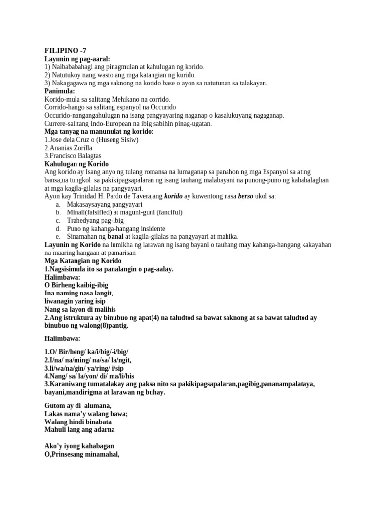 Filipino Handouts | PDF