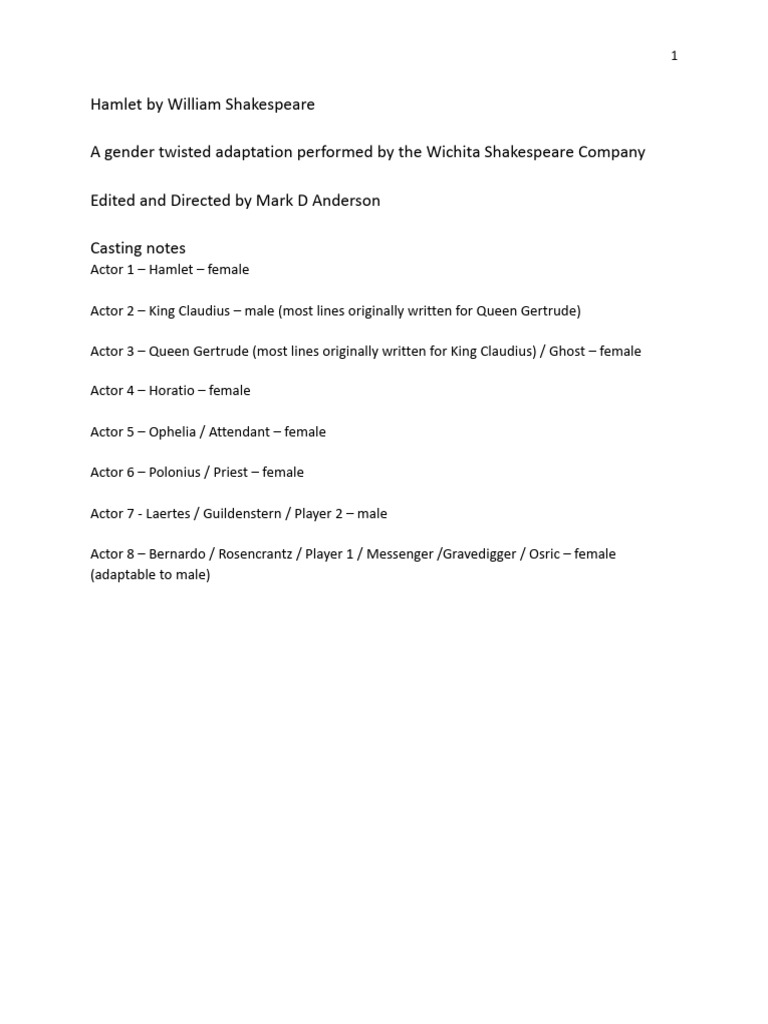 Hamlet Edited Script | PDF