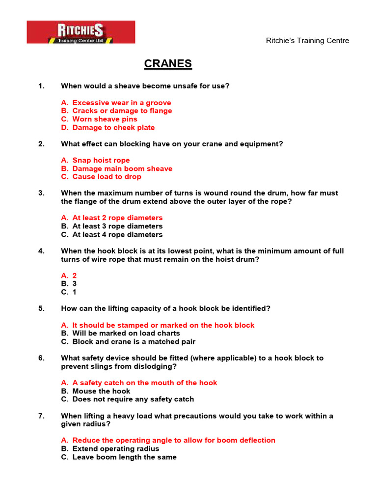 Crane Answers and Questions | PDF