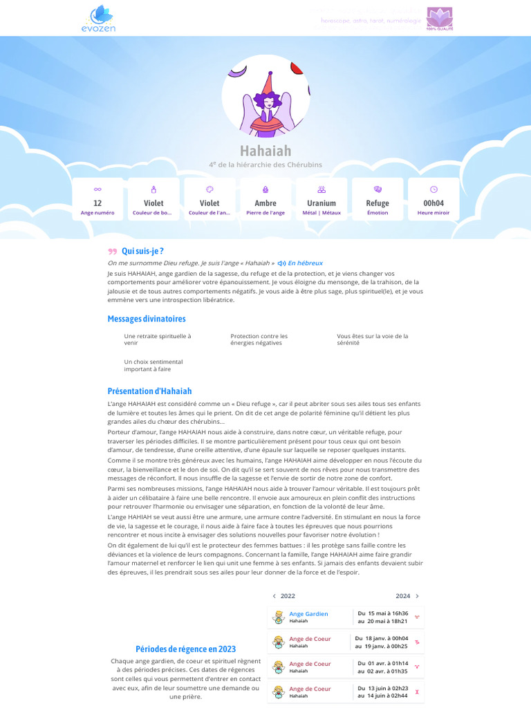 12 - L'ange Gardien Hahaiah Et Ses Pouvoirs - Evozen | PDF