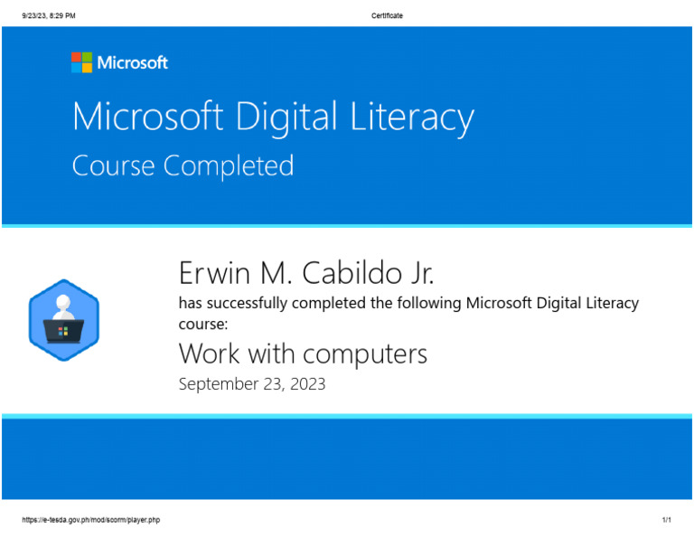 Microsoft Digital Literacy - Working With Computers | PDF